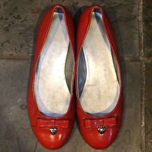 Coach | Shoes | Coach Red Flats With Silver Heart Hardware 85 | Poshmark